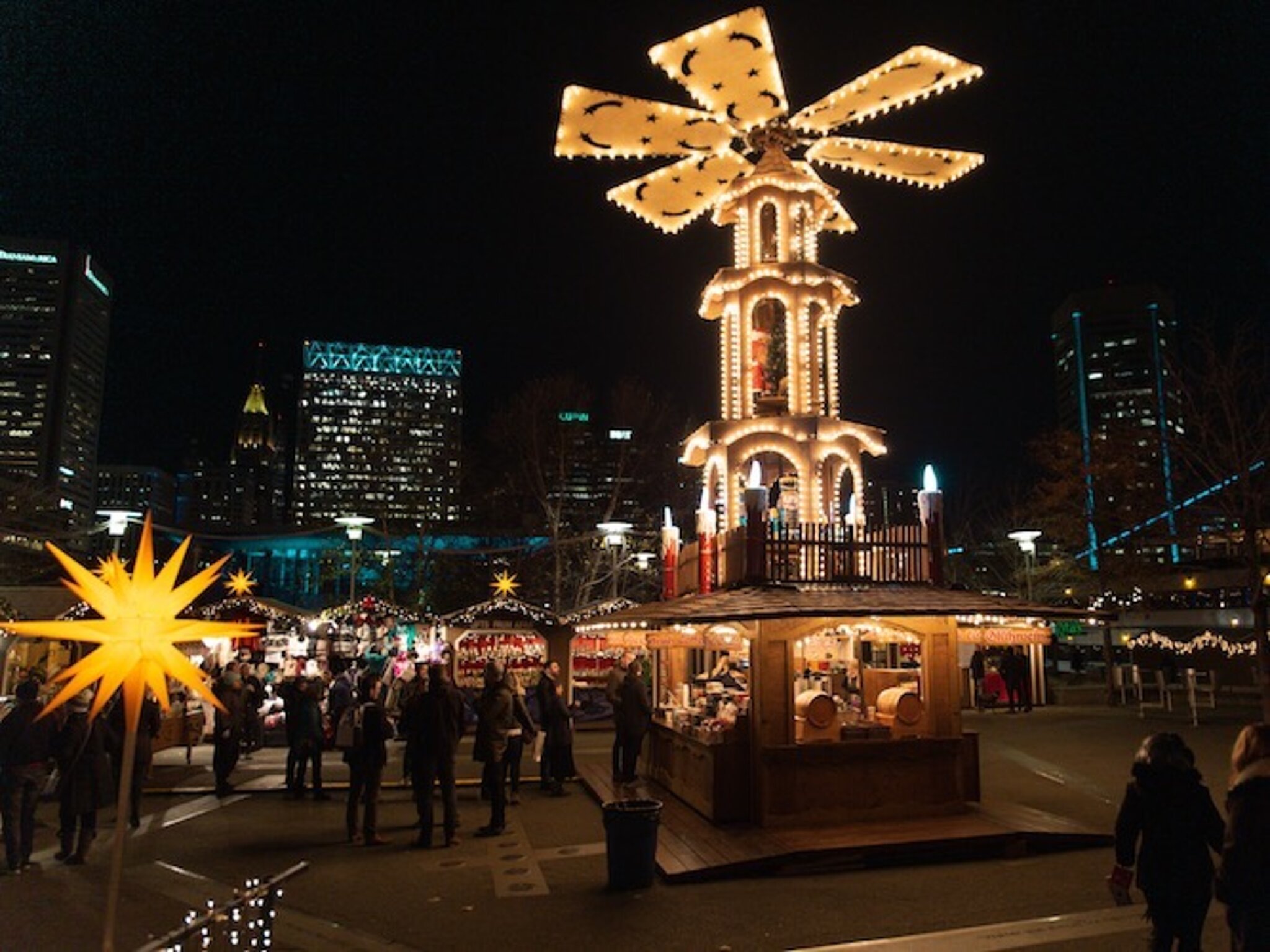 The Glühwein Pyramid at Christmas Village in Baltimore