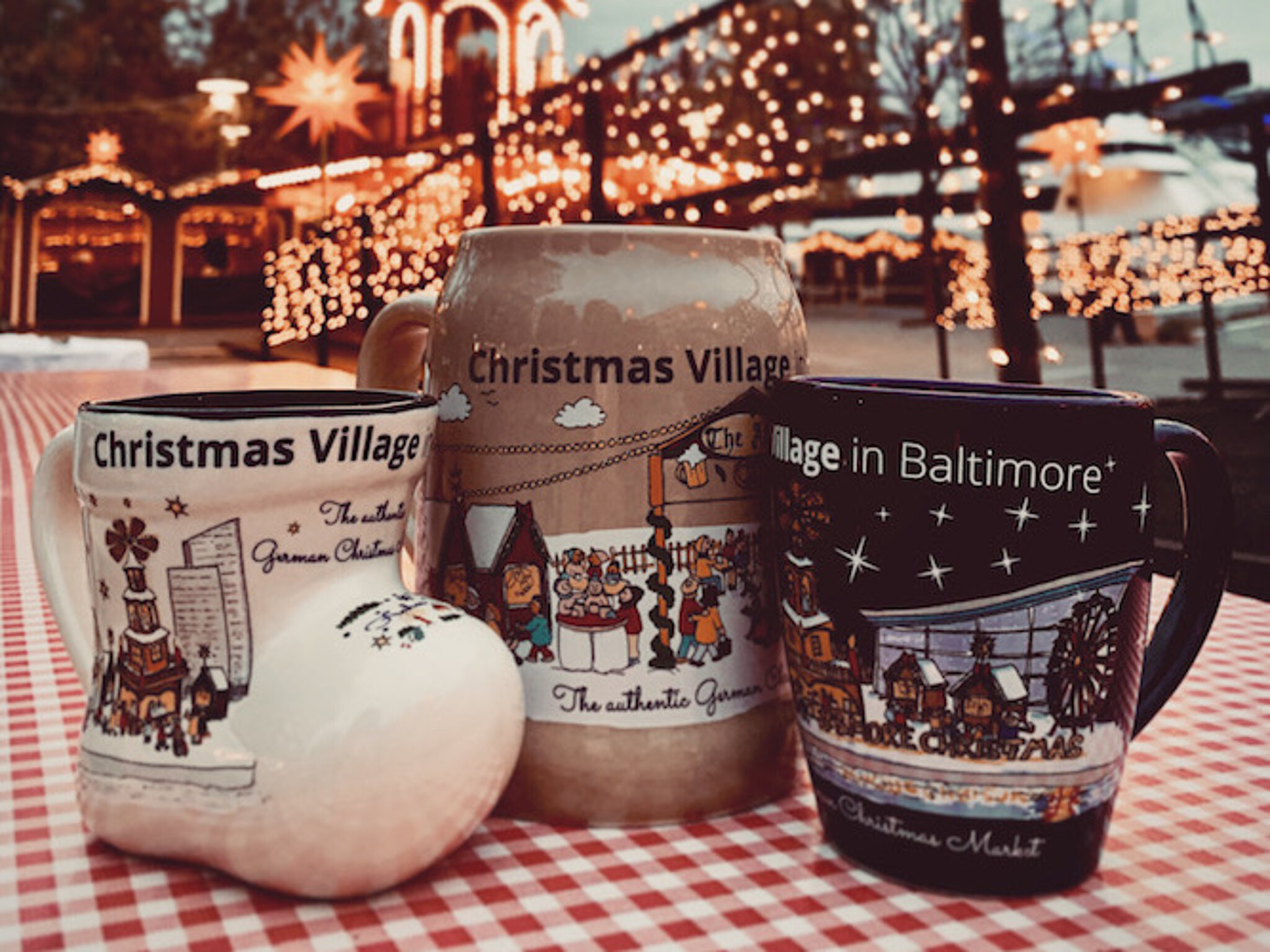 The Glühwein Pyramid at Christmas Village in Baltimore
