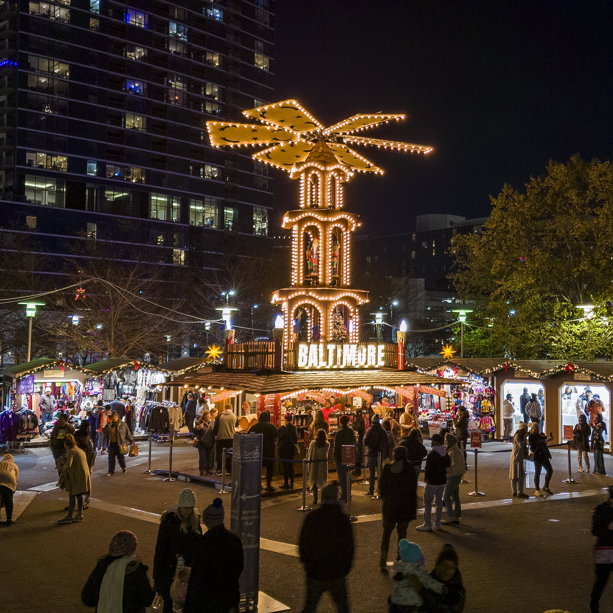 The Glühwein Pyramid at Christmas Village in Baltimore
